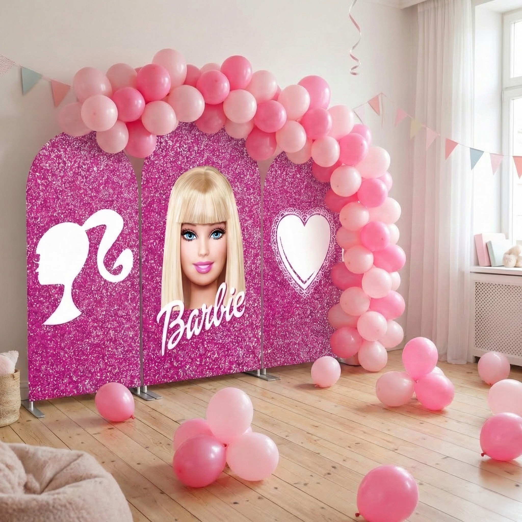 Sparkly Pink Barbie - Kids Party Backdrops by Events 365 | Occasia